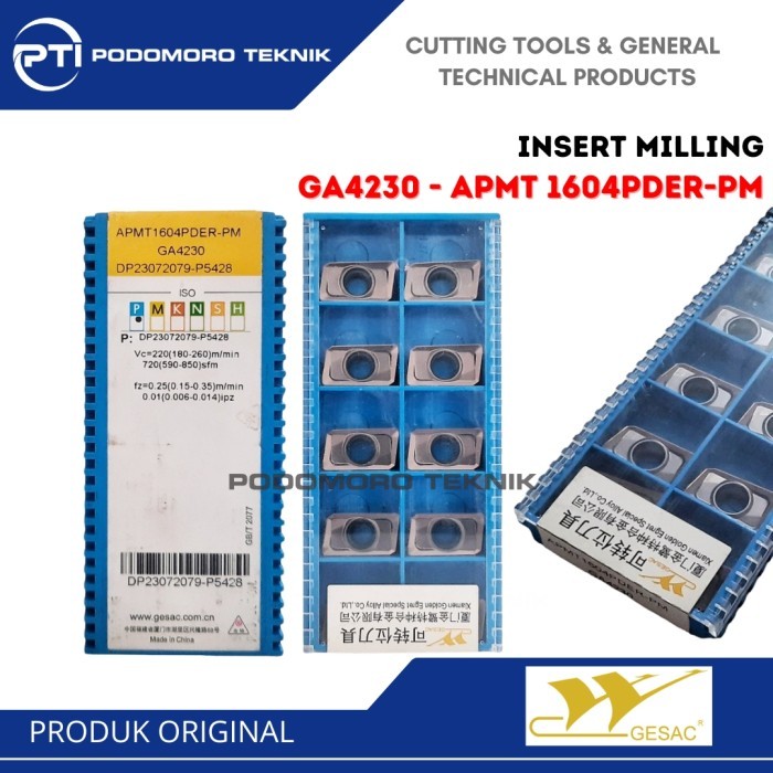 Jual Insert Milling APMT 1604 PDER PM GESAC Insert APMT 16 04 PDER-PM ...