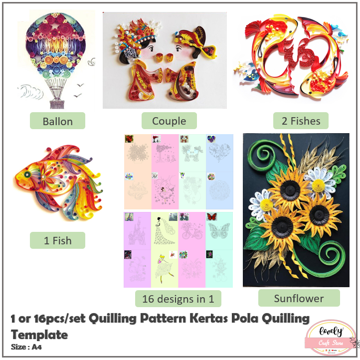 Jual LovelyCraftStore | 1 / 16pcs/setPaper Quilling Pattern Kertas Pola ...