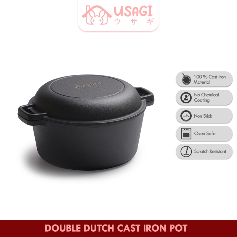 Jual USAGI OFFICIAL - DOUBLE DUTCH CAST IRON POT 26 CM / Cast iron 2in1 ...