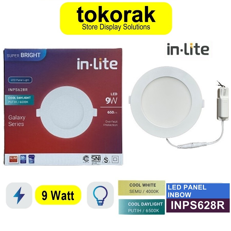 Jual DOWNLIGHT LED PANEL INBOW INLITE BULAT 9 WATT 9 W 9WATT 9W PUTIH ...