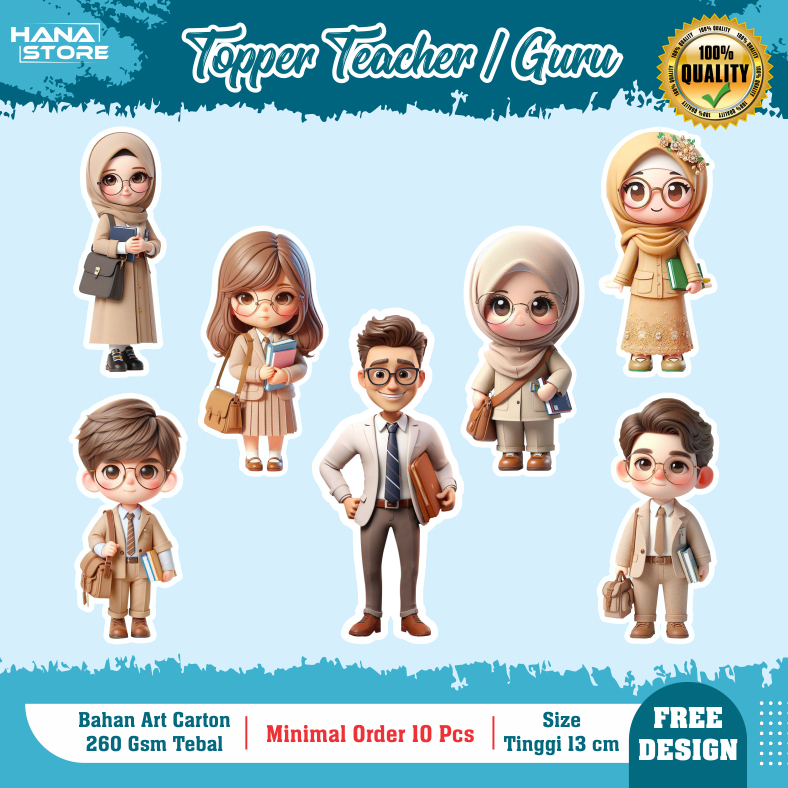 Jual Topper Guru 13 cm Jumbo / Topper Teacher / Topper Buket Hari Guru ...
