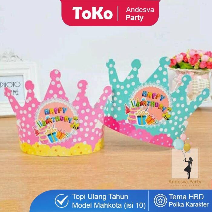 Jual Topi ultah mahkota hbd / topi happy birthday / topi hbd animal ...