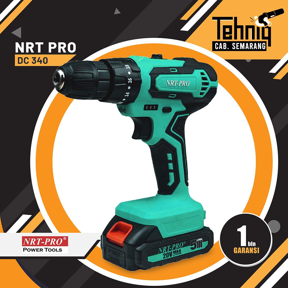 Jual MESIN BOR BETON BATERAI NRT PRO DC 340 SET (CORDLESS DRILL ...