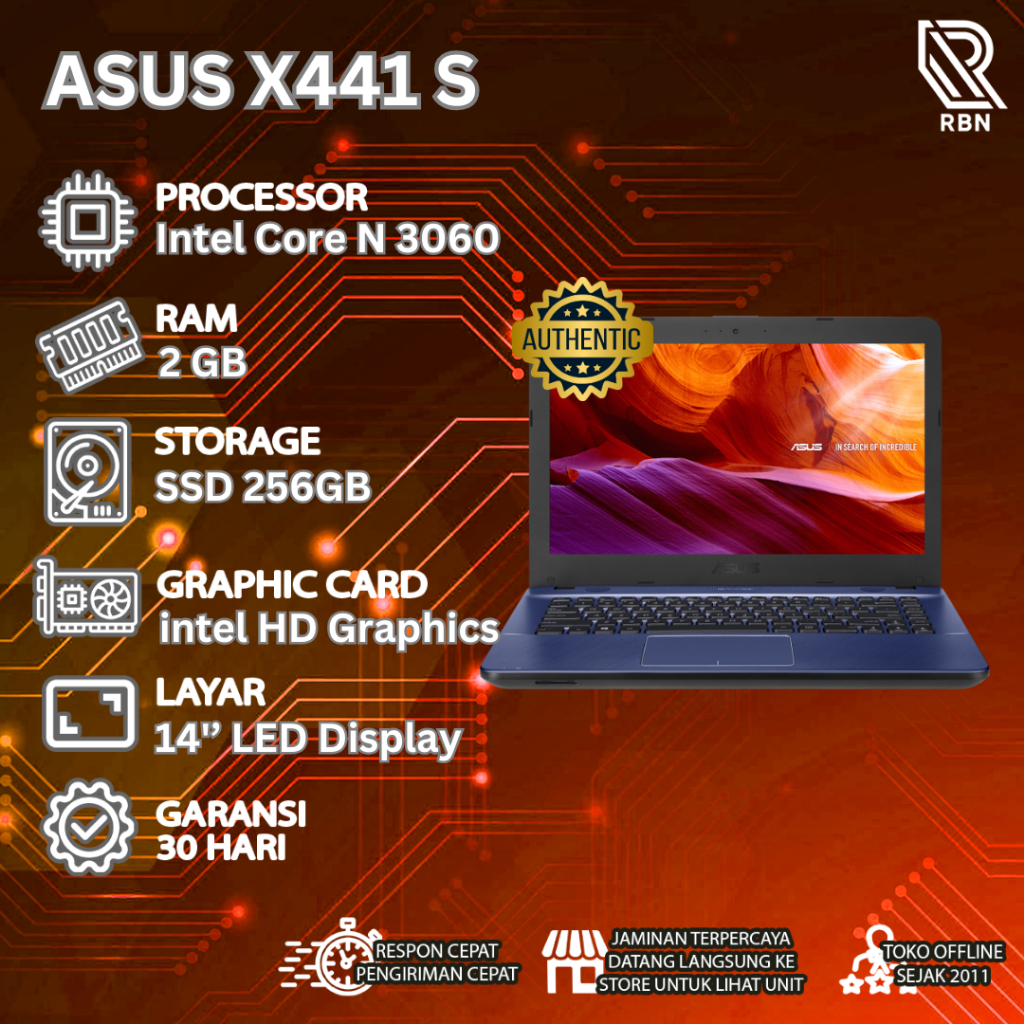 Jual Laptop ASUS X441S X 441 S N3060 RAM 2 GB SSD 256 GB Second ...