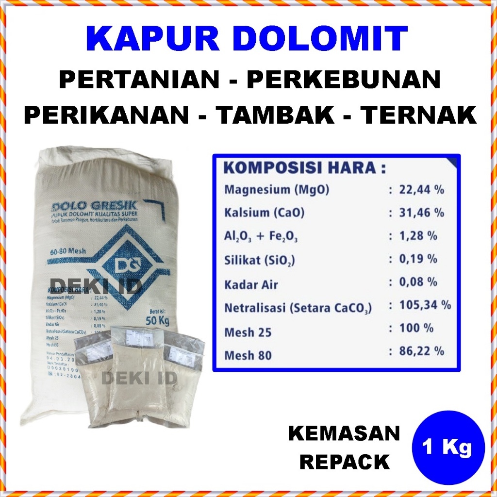Jual Kapur Dolomit 1 Kg Kemasan Repack Pupuk Dolomite Kalsium Super ...