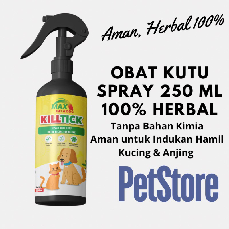 Jual Spray Obat Kutu Kucing Anjing 250ML Ampuh MAX KILL TICK | Shopee ...