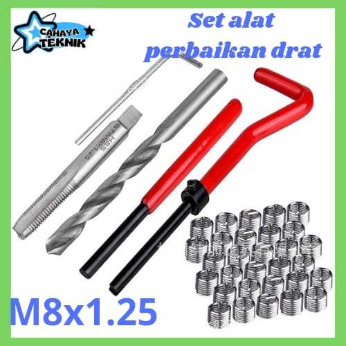 Jual 1 set thread repair m8 x 1.25 recoil set drat baut 12 verbos perbaikan drat rusak | Shopee ...