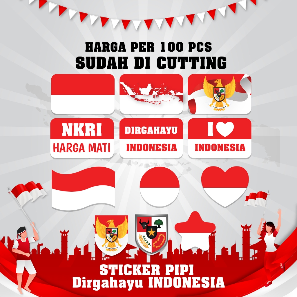 Jual Sticker pipi merah putih kemerdekaan indonesia 17 agustusan ...