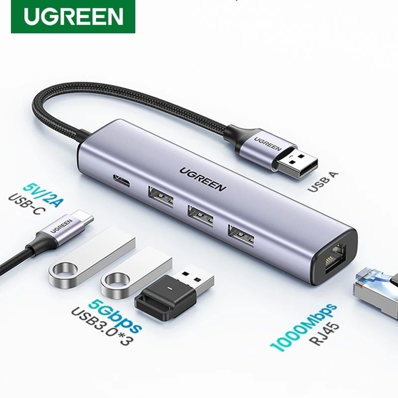 Jual UGREEN USB 3.0 To LAN Hub Gigabit With 3 Port USB 3.0 Ethernet ...
