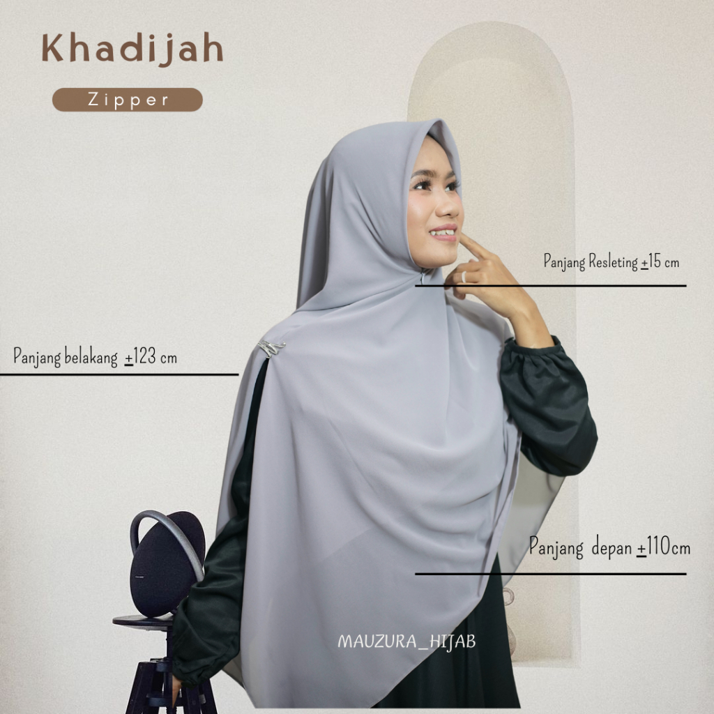 Jual Mauzura~ Size L (145x1145cm) Hijab Syari Khadijah Khimar 2 Layer ...