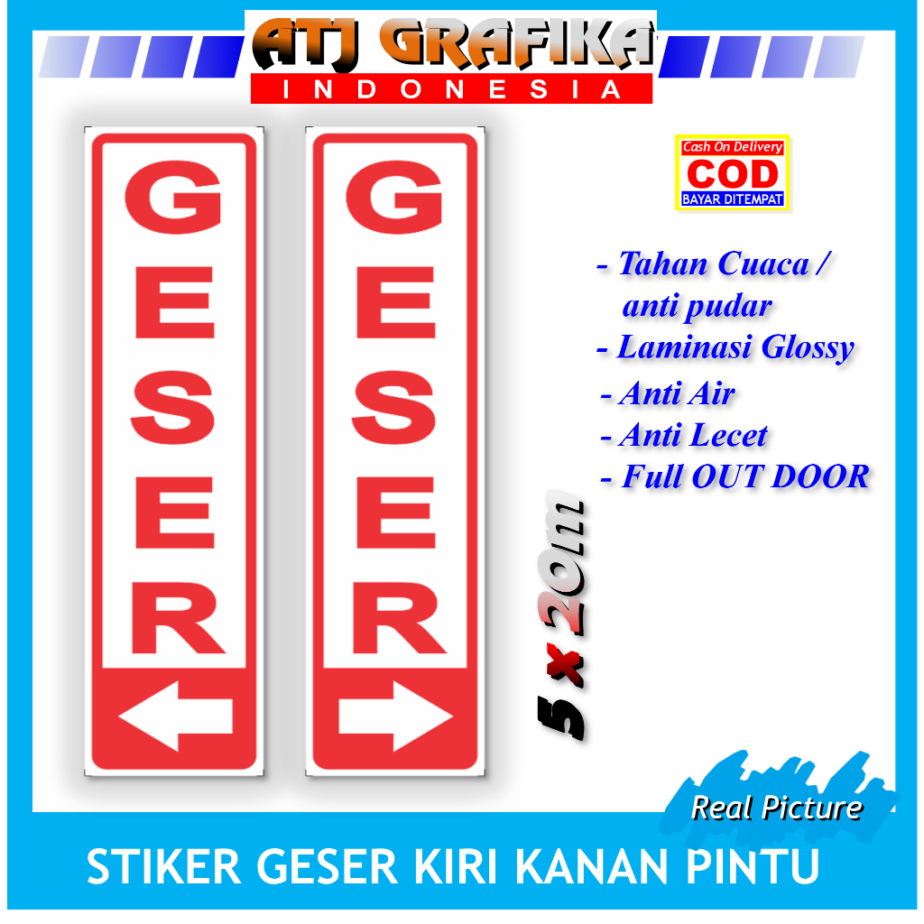 Jual Stiker new geser kanan kiri sticker petunjuk buka tutup pintu ...