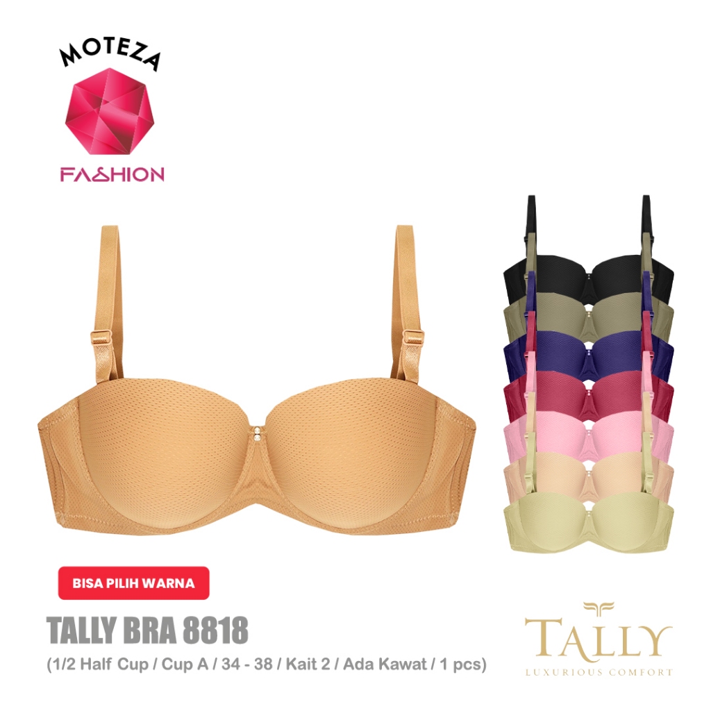Jual TALLY 8818 Bra BH Wanita | Ada Kawat | Busa Tipis | CUP A | Kait 2 | 1/2 Half Cup | Tali ...
