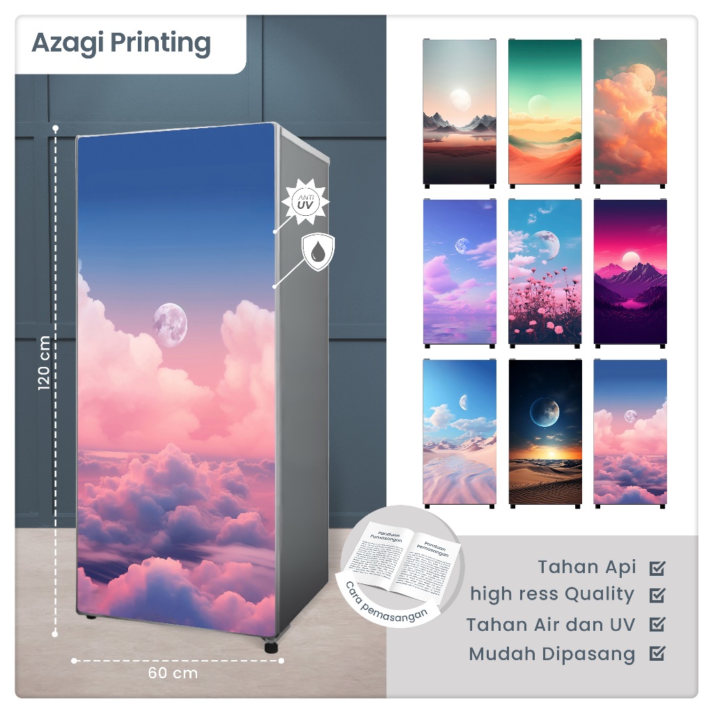 Jual Stiker Kulkas 1 Pintu / Sticker Mesin Pendingin 2 pintu Motif moon ...