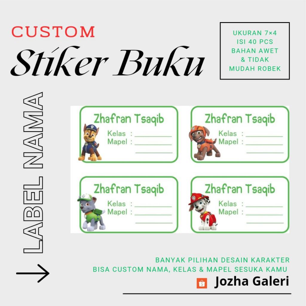 Jual SETIKER BUKU PELAJARAN CUSTOM / SETIKER MAPEL / SETIKER NAMA ...