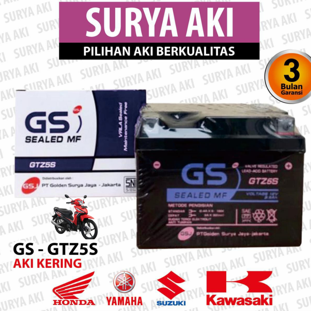 Jual Aki Kering Motor Beat Revo Supra X Yamaha Vixion Aki MF GTZ5S | Shopee Indonesia