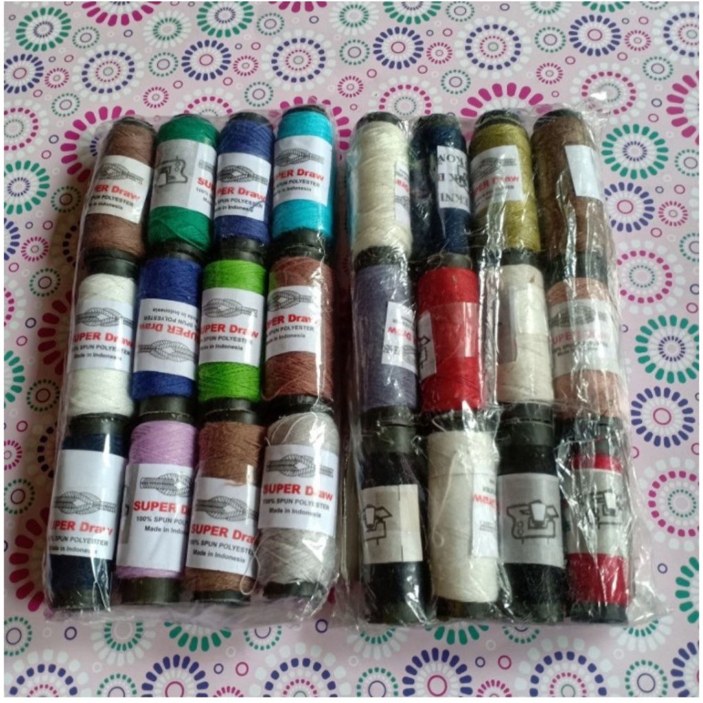 Jual Benang Jahit Murah ecer 1 Roll Pilihan Warna menarik dan cerah ...