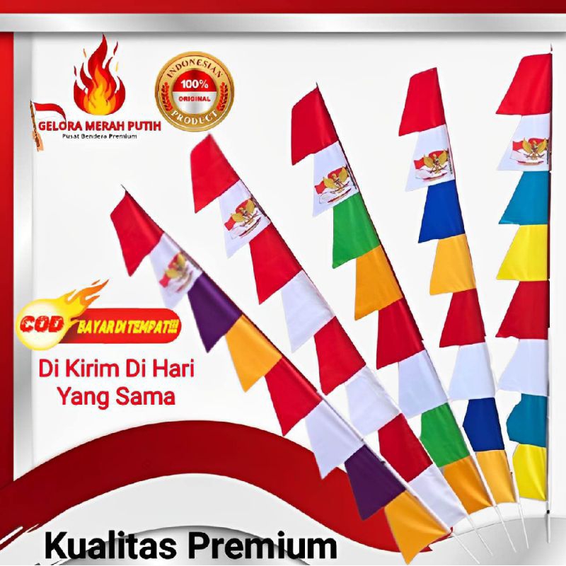 Jual UMBUL-UMBUL WARNA WARNI 8 GERGAJI | BENDERA UMBUL UMBUL | Bendera Umbul-umbul Motif Gergaji ...