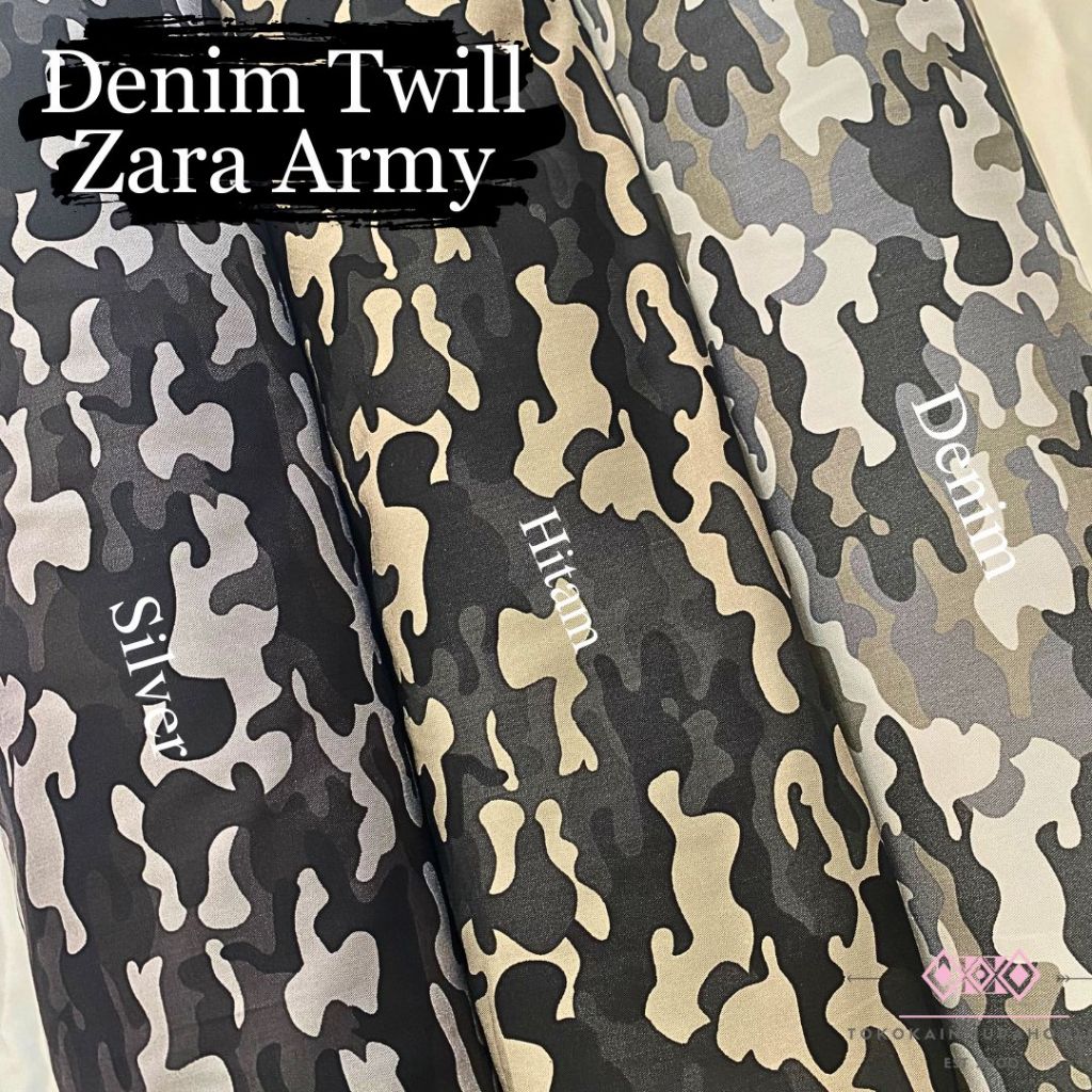 Jual Kain Ultra Denim Twill Motif Army Zara Print Premium Original 100% ...