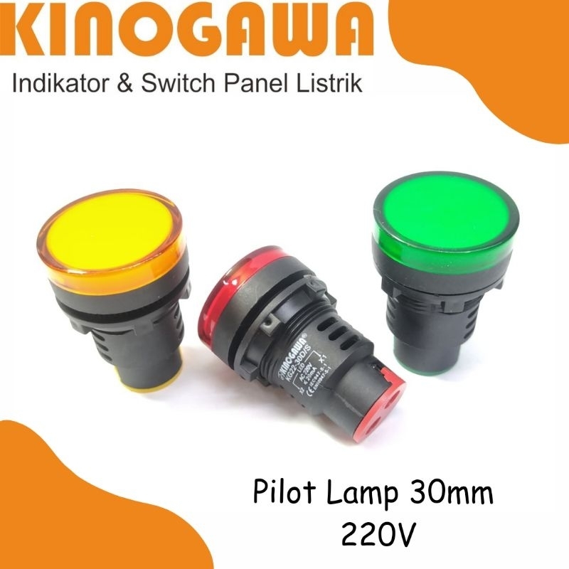 Jual PILOT LAMP LED 30mm 220V KINOGAWA - Lampu Panel Indikator 30mm ...