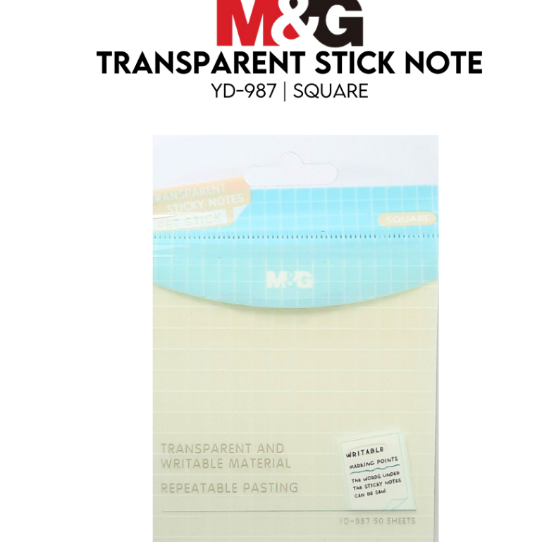 Jual Sticky Notes Transparant M&G #AS33O125 50 Ssheet Ukuran 3x3 Inch ...
