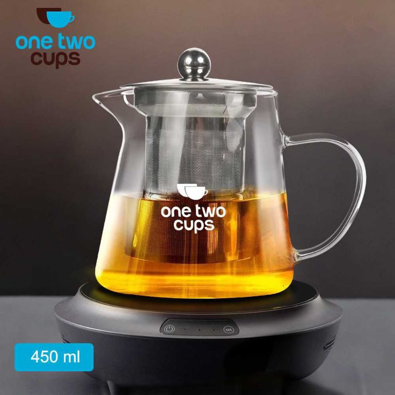 Jual One Two Cups Teko Teh Kaca Teapot Glass Tahan Panas Api with Saringan | Shopee Indonesia