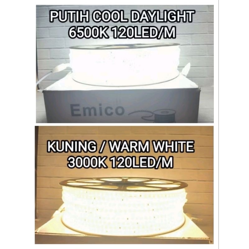 Jual HARGA PERMETER LAMPU LED STRIP SELANG EMICO 2835 IP66 220 VOLT SNI ...