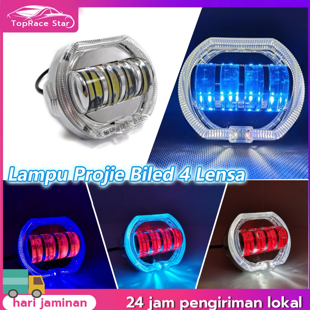 Jual Lampu Utama Biled Projector Mode Daymaker Projie Biled 4 LED 8D ...
