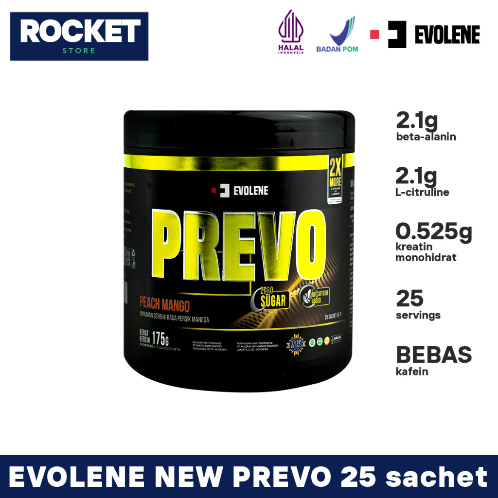 Jual EVOLENE Prevo Pre-Workout 175 gram (25 serving) & 225 gram (45 ...