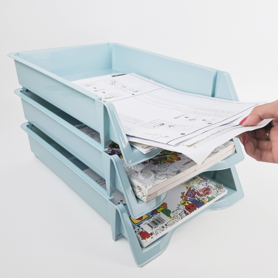 Jual Rak Kertas Warna Pastel Dokumen Meja Elevated Tray Paper Tray F4 ...
