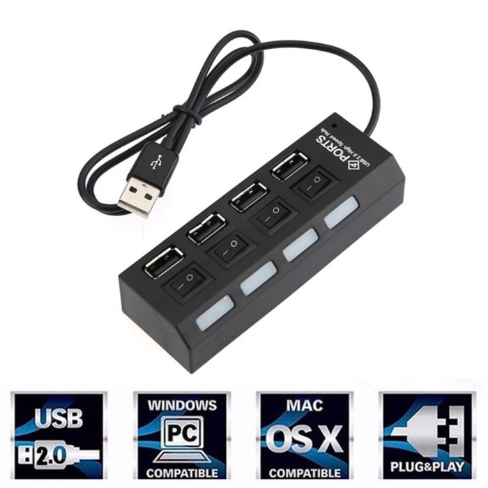 Jual Sambungan Usb Hub 4 Port Colokan Usb Port Usb Dengan Switch On Off ...