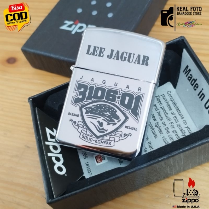 Jual KOREK API ZIPPO SILVER CHROME CUSTOM GRAFIR LEE JAGUAR BISA BEBAS ...