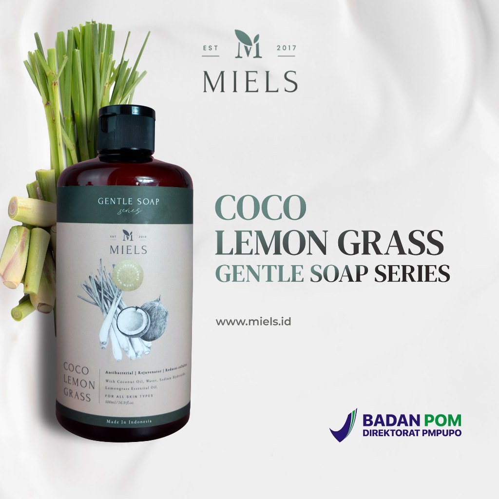 Jual Miels - Coco Lemongrass Face & Body Soap 500ml Sabun Mandi Organik ...