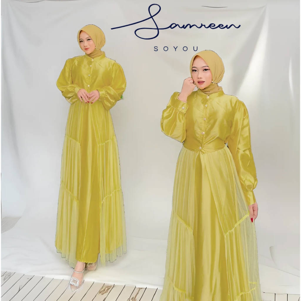Jual oneset SAMREEN: gamis wudhu tulle Mewah Premium untuk Pesta ...