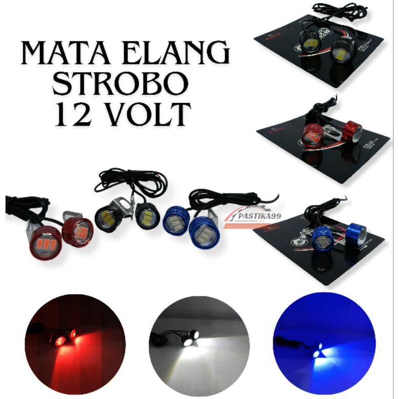Jual Lampu LED mata elang kedip 3 mode panoramic plus bracket Eagle Eye flash 12 Volt 3W 23mm ...