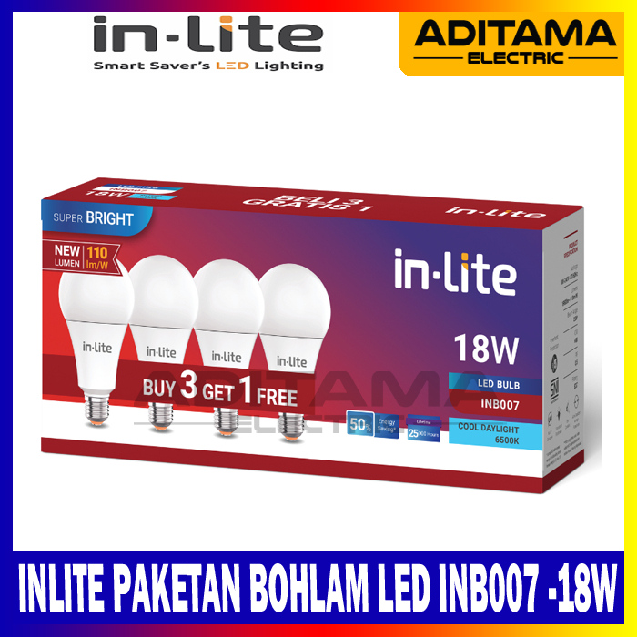 Jual INLITE IN LITE LAMPU BOHLAM LED PAKETAN ISI 4 PCS 5W 7W 9W 12W 15W 18W INB007 | Shopee ...