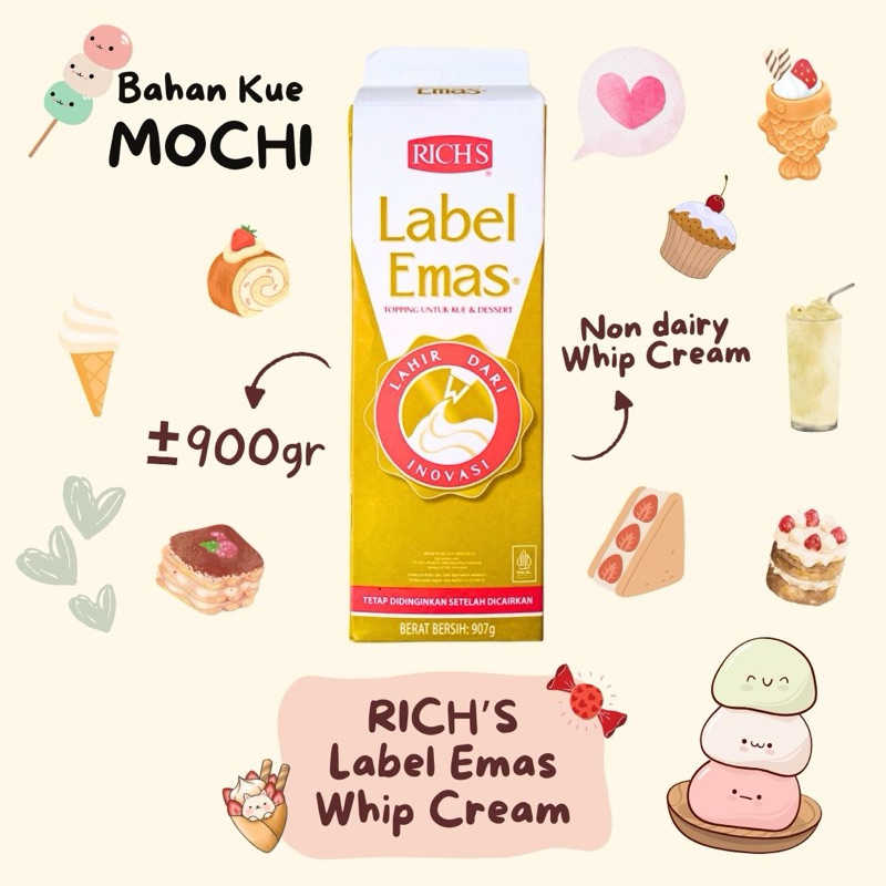 Jual Richs Gold Label Whip Cream / Label Emas Whip Cream / Non Dairy ...