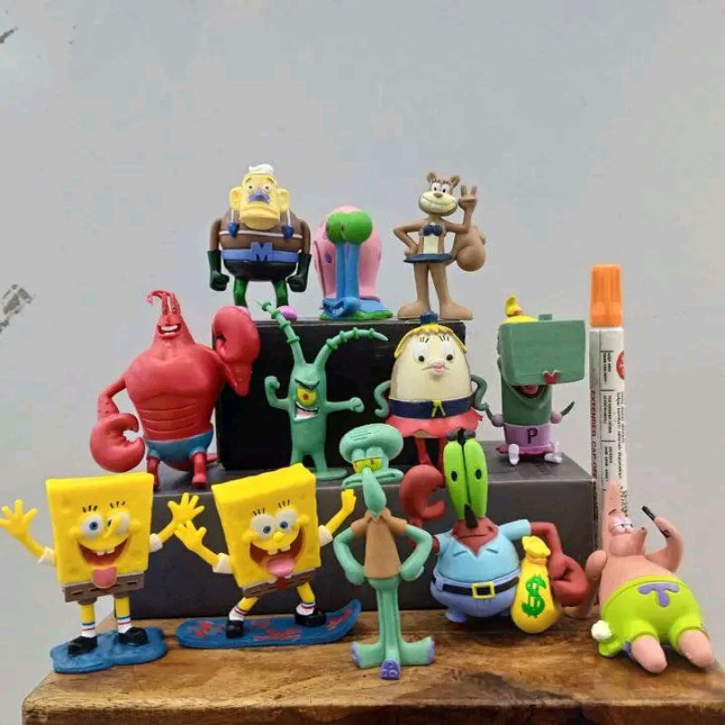 Jual mainan figure spongebob patrick mr crab larry the lobster plankton ...