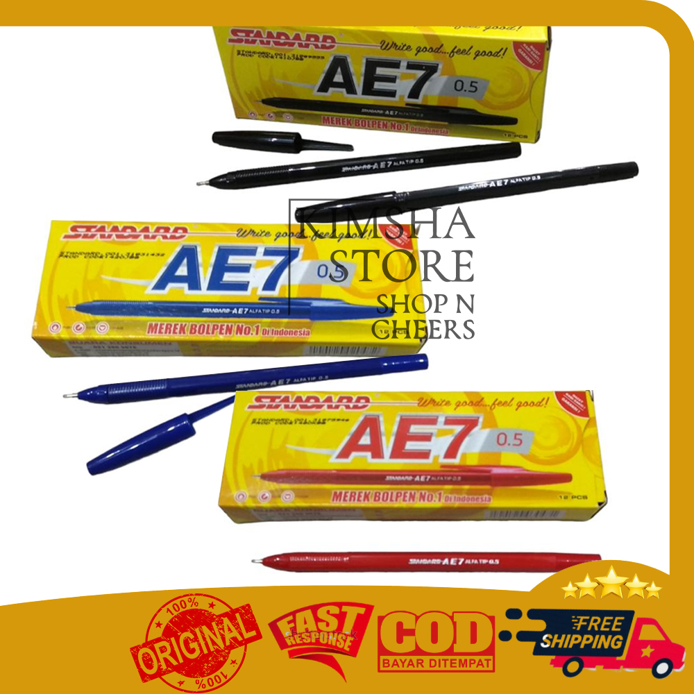 Jual Pulpen Standard AE7 0.5mm Pena Balpoin Standar Pen School Office Stationery Ballpoint ATK ...