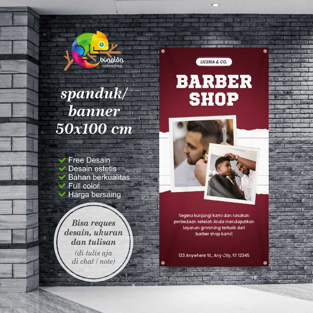 Jual Banner Spanduk Merah & Putih Minimalis Promosi Pangkas Rambut ...
