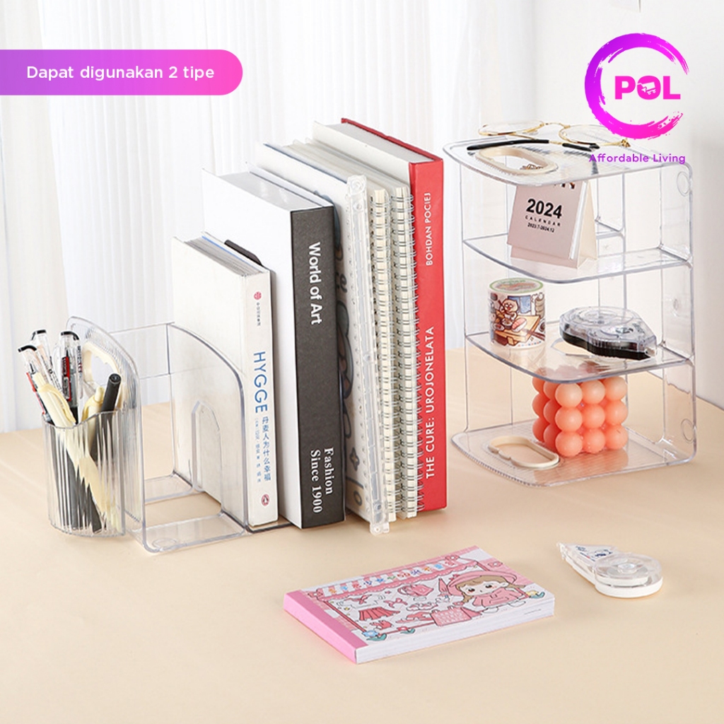 Jual POL - Rak Buku Organizer Meja Akrilik 4 Sekat | Shopee Indonesia