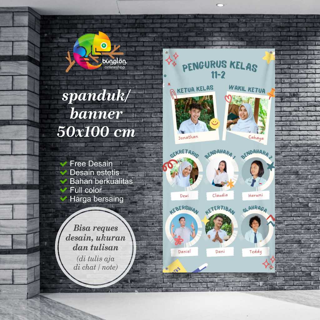 Jual Spanduk Banner MMT Biru & Putih Ilustrasi Struktur Pengurus Kelas ...
