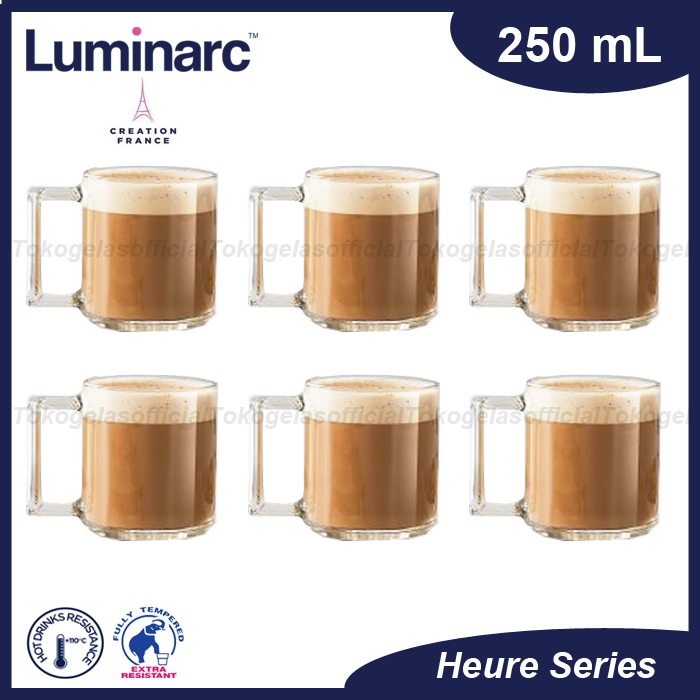 Jual 1 Set Isi 6 Pcs Luminarc Gelas Mug 250 ml - Gelas Kopi - Gelas Mug ...