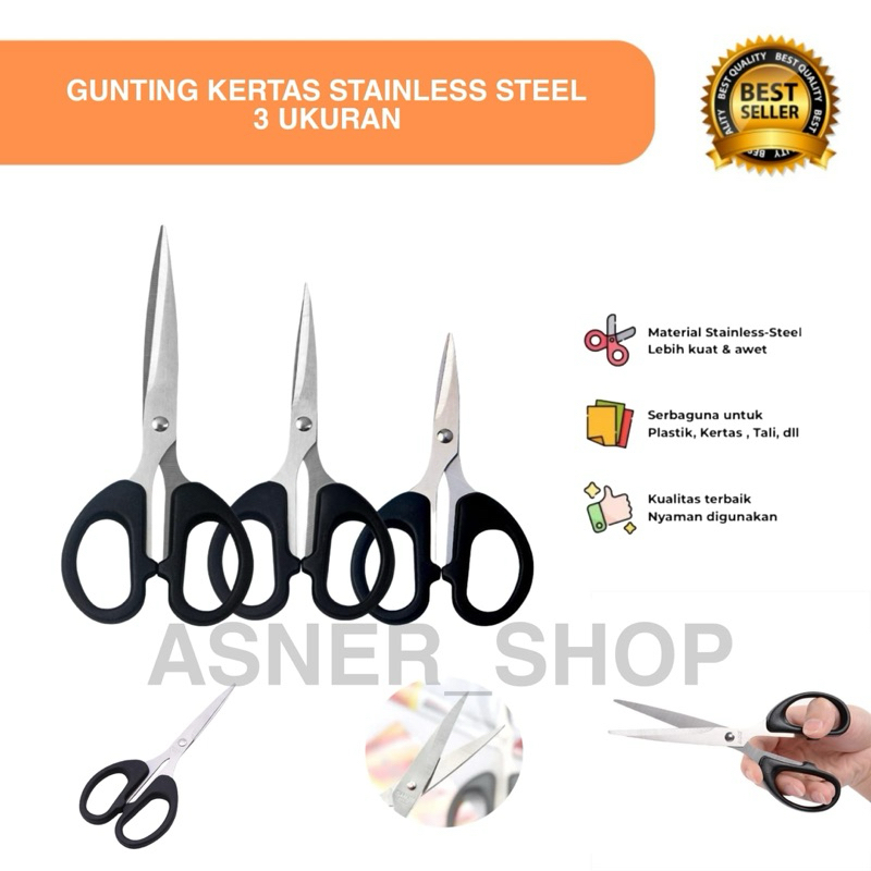 Jual Scissors Paper Gunting Kertas Plastik Size S - M - L Stainless ...