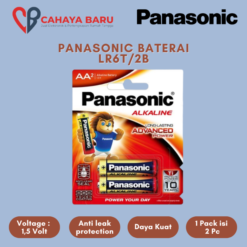 Jual Panasonic Baterai Alkaline AA A2 Battery Batere Alkaline LR6T/2B 1 ...