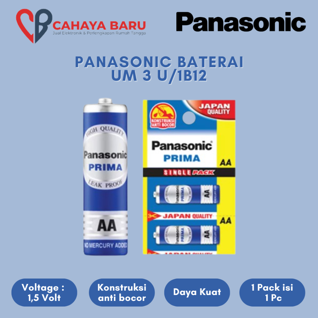 Jual Panasonic Prima Battery Baterai Batere AA A2 UM-3U/1B12 1.5V ...