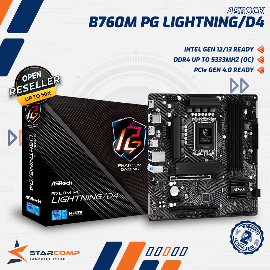 Jual ASROCK B760M PG Lightning/D4 Mobo Intel B760 LGA 1700 DDR4 M-ATX ...