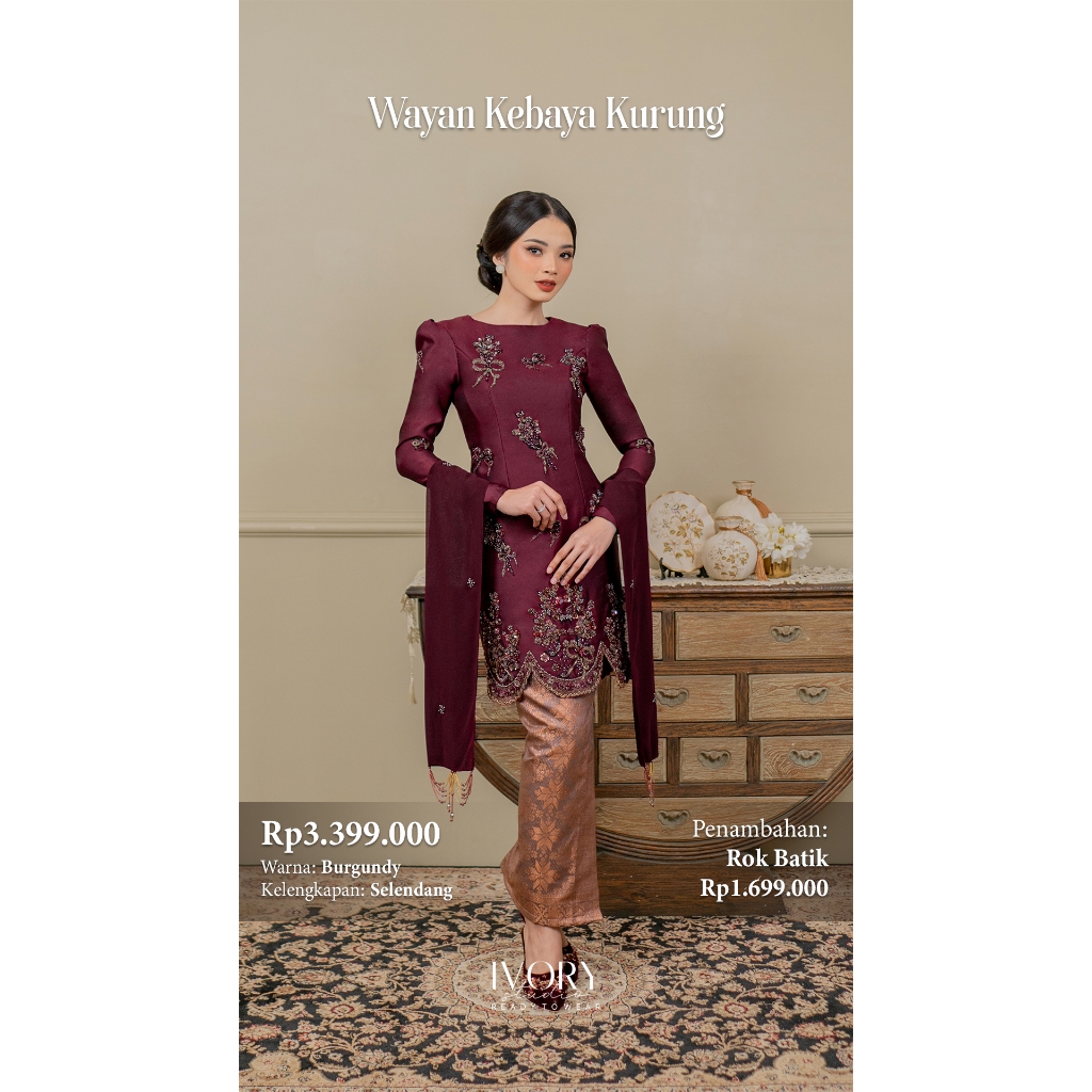Jual Ivory Studio - Through The Ages | Wayan Kebaya Kurung Burgundy ...