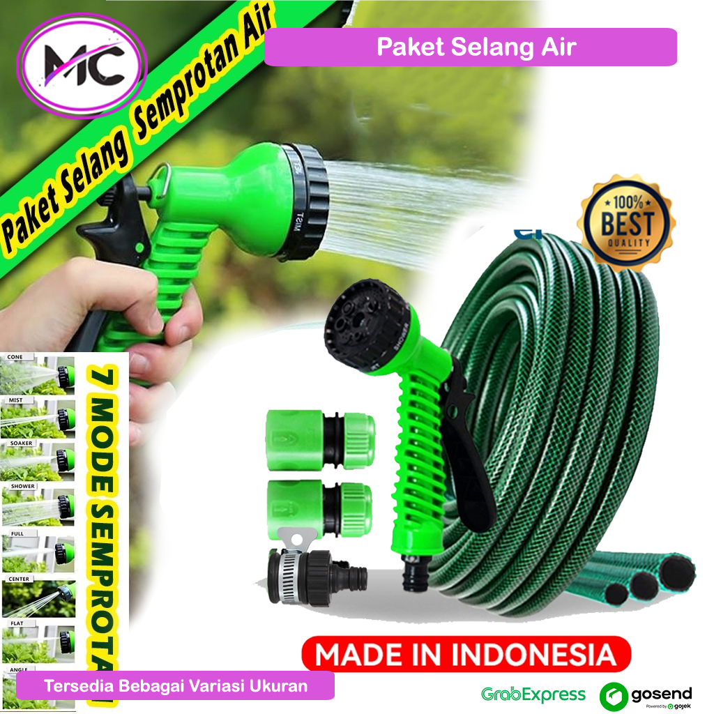 Jual Paket Selang Air 1/2 5/8 Inch Anti Lumut Dengan Semprotan Nozzle 7 ...