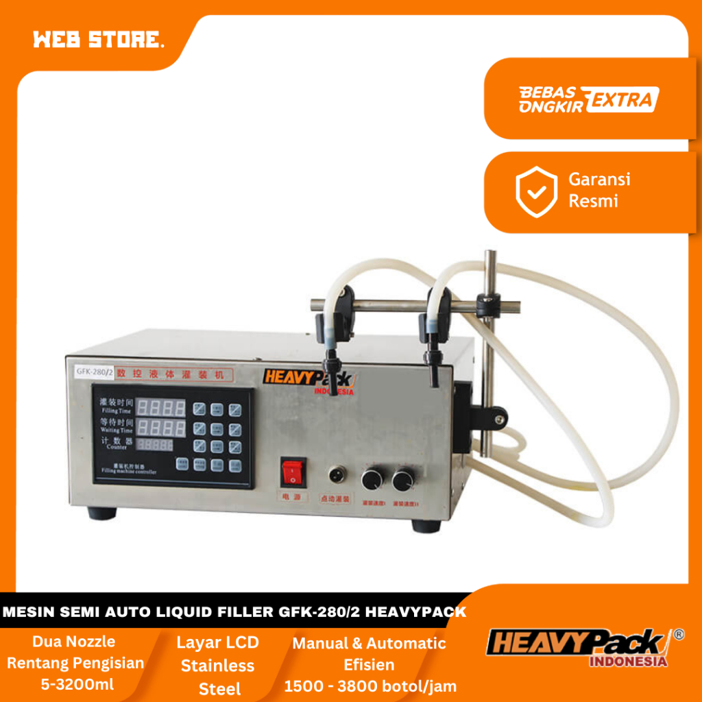Jual Mesin Filling Cairan SemiAutomatic/Mesin Isi Cairan Otomatis Flling Liquid 2 Nozzle GFK-280 ...