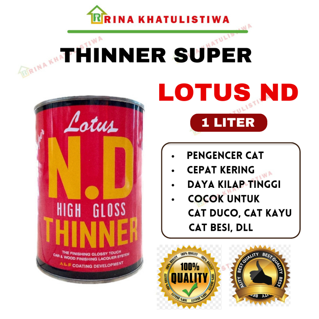 Jual Thinner ND Lotus 1 Liter | Thinner Super ND Lotus 1 Liter | Shopee ...